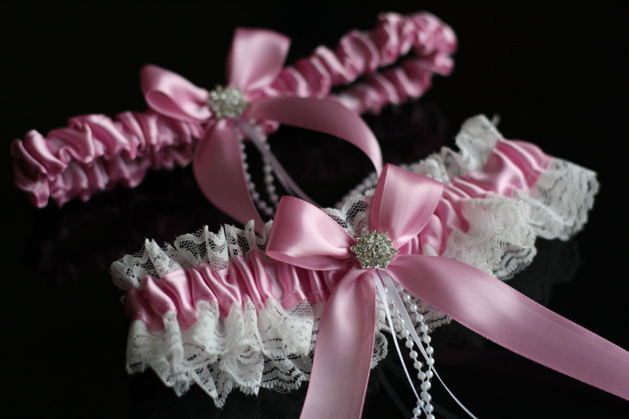 Dusty Pink Bridal Garter Set, Pink Wedding Garter Set, Pink Toss Garte ...