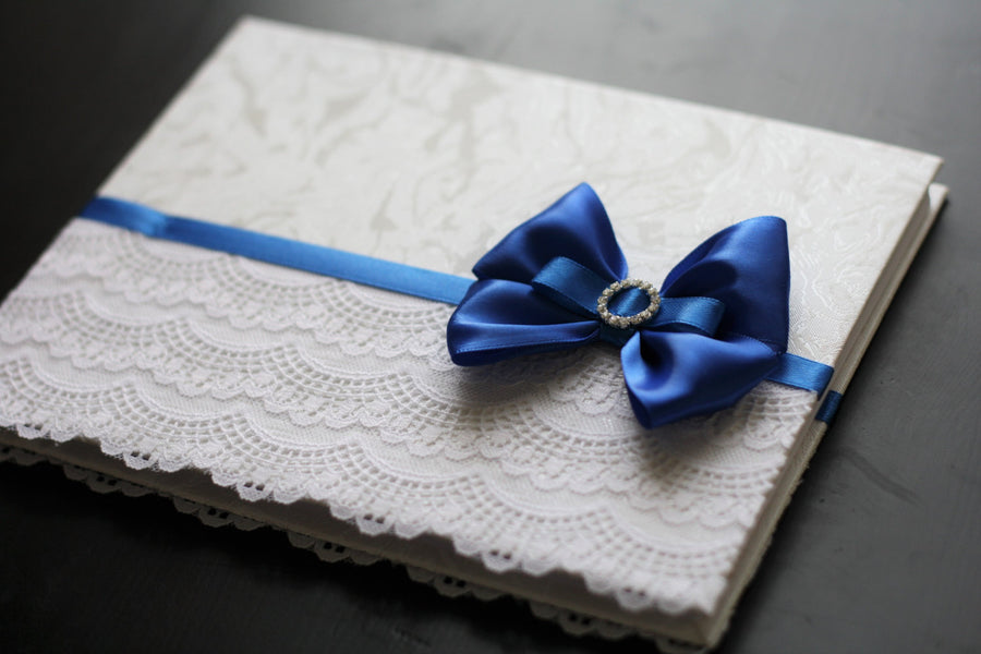 Royal Blue Wedding Guest Book Lace \ Baby Shower Book \ Blue Reception ...