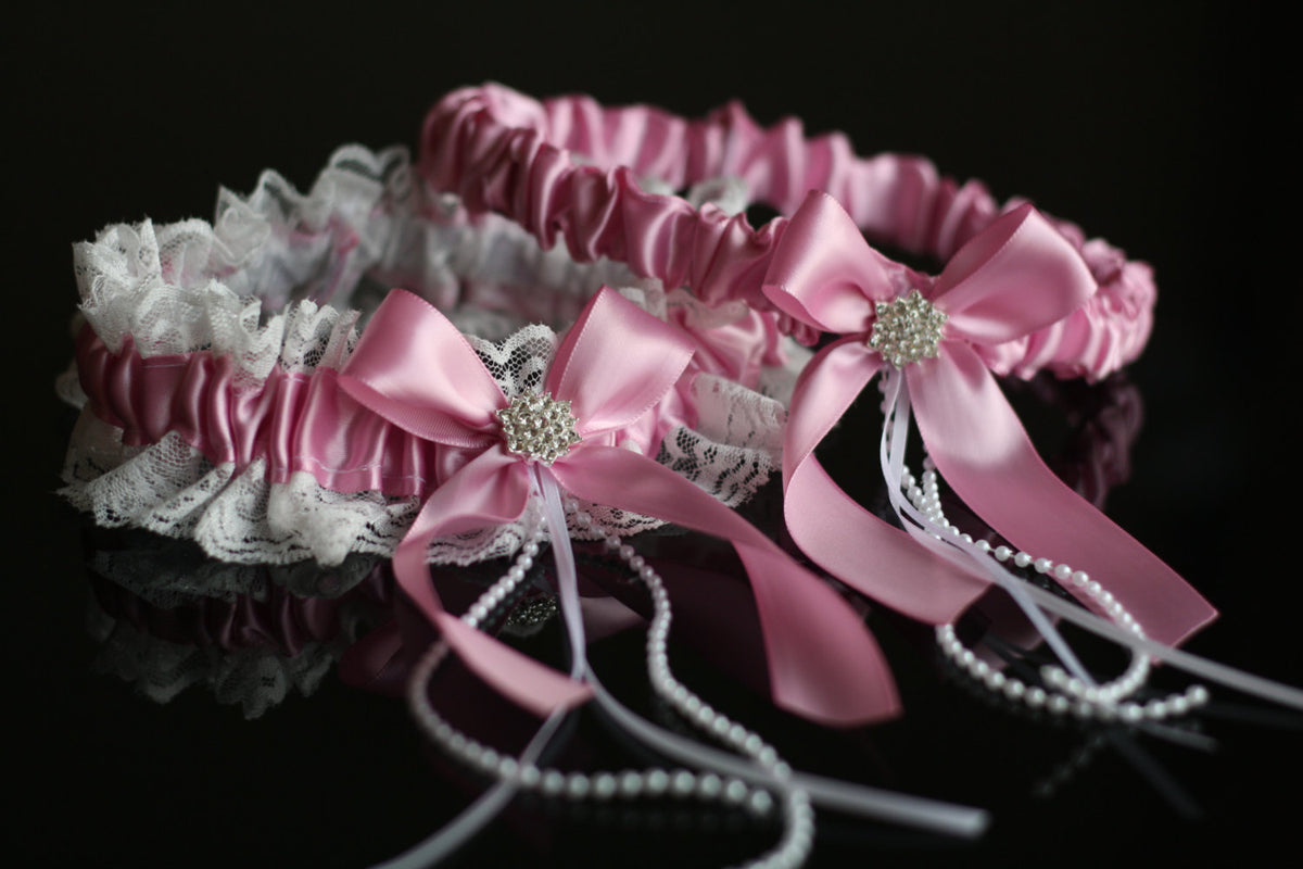 Dusty Pink Bridal Garter Set, Pink Wedding Garter Set, Pink Toss Garte ...