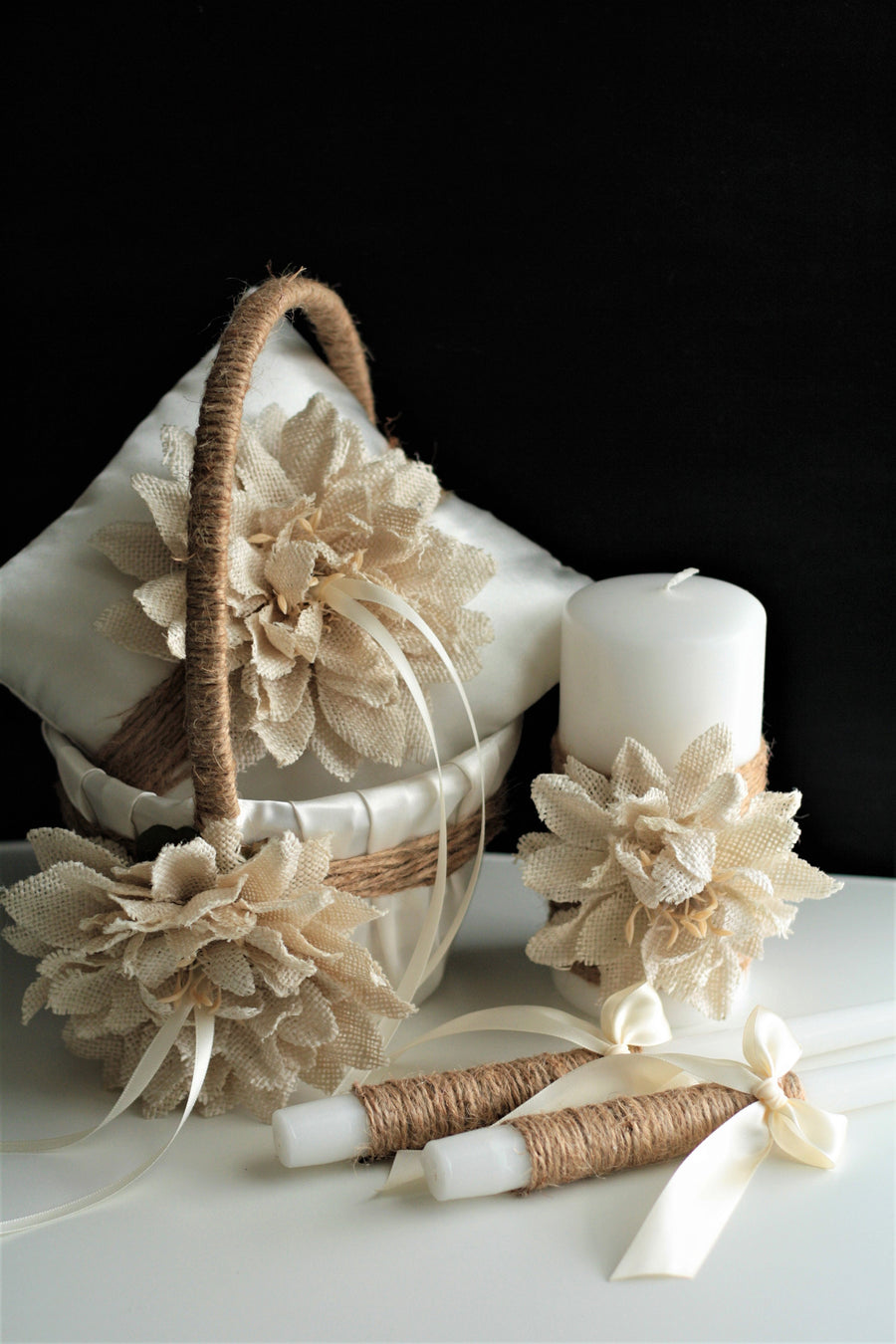 Rustic Unity Candle Set, Rustic Wedding Candles, Burlap Unity Candles ...